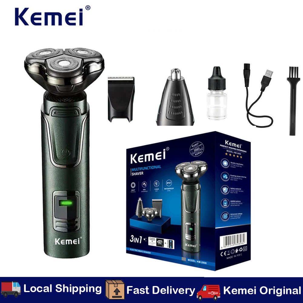 Kemei 3in1 Washable Electric Shaver For Men Grooming Beard Trimmer ...