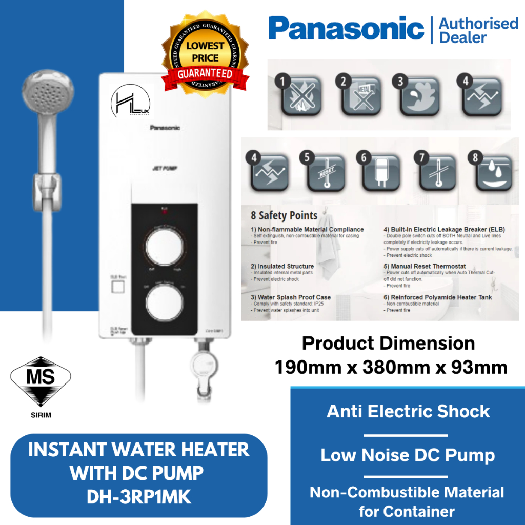 Panasonic Jet Pump Standard Series Home Shower DH-3RP1MK / Air Panas ...