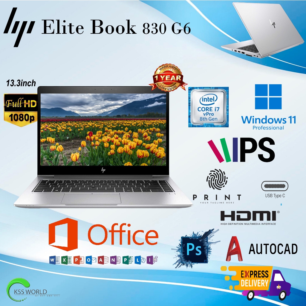 HP EliteBook 830 G6 13.3" FHD Business Laptop Intel Core i7-8665U | 8GB DRR4 RAM | 256GB SSD ...
