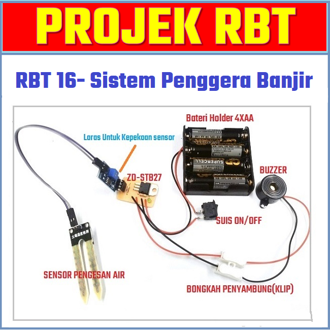 Projek RBT -16 Sistem Penggera Banjir (Buzzer) berbunyi || stem EDUCATION | Shopee Malaysia