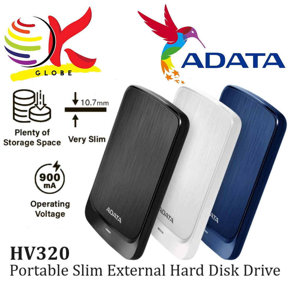 ADATA HV320 USB 3.1 2.5" PORTABLE SLIM EXTERNAL HARD DISK DRIVE HDD WITH SHOCK SENSORS / E2E ...