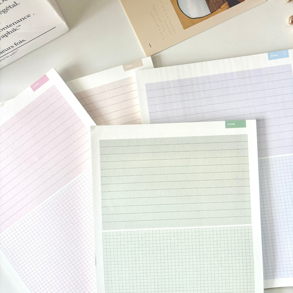 Pastel Color B5 Memo Pad Grid Writing Pad Ruled Grid Two Tone(30 Sheets ...