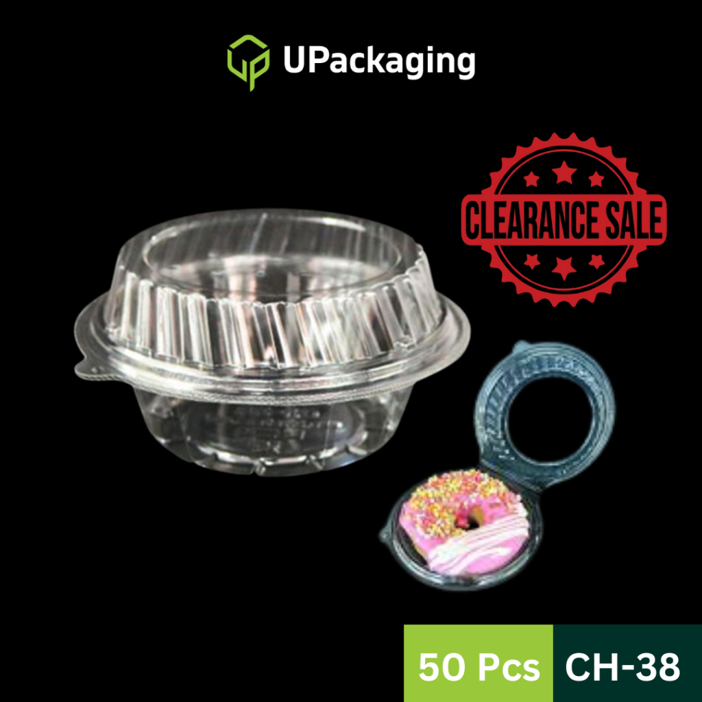[50 Pcs] CH-38 ROUND CLAMSHELL BOX Bakery Donut Container with Lids ...