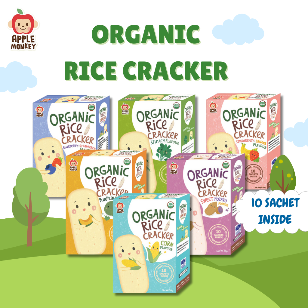 Apple Monkey Organic Rice Cracker (30g) | Shopee Malaysia