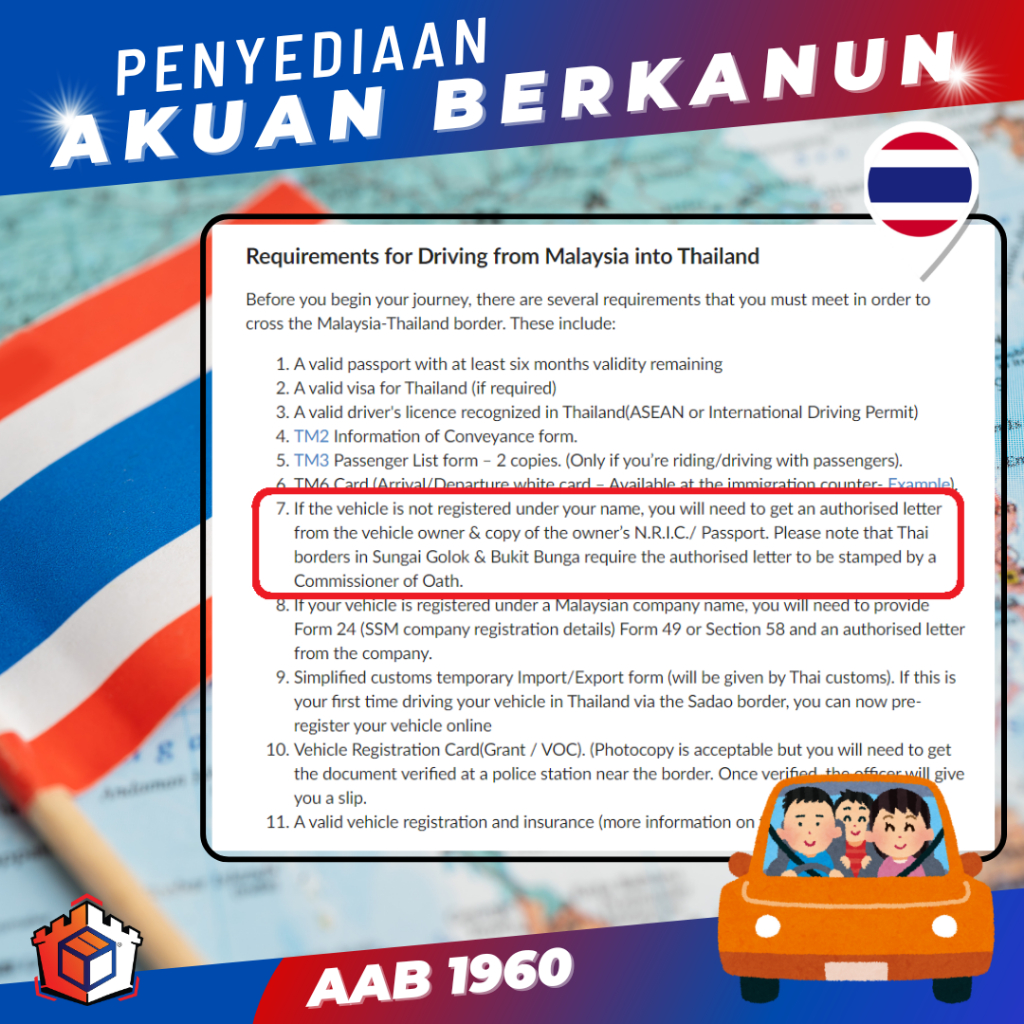Akuan Sumpah - Kebenaran Bawa Kenderaan Masuk Thailand / Statutory ...