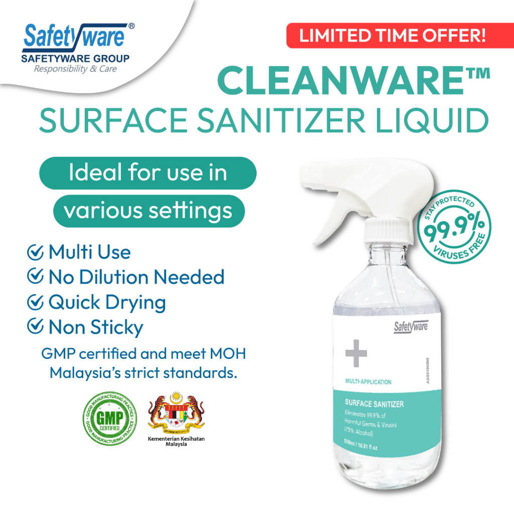 [5L | 20L] Safetyware Multi Surface Sanitizer | Fast Kill 99.9% Germs I Disinfection ...