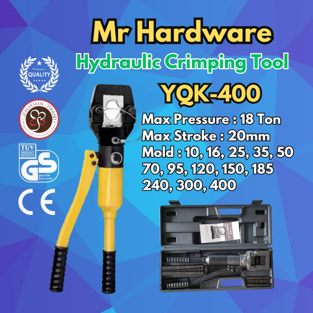 YQK-400 Hand Hydraulic Crimping Tool Cable Lug Plier Compression Clamp ...