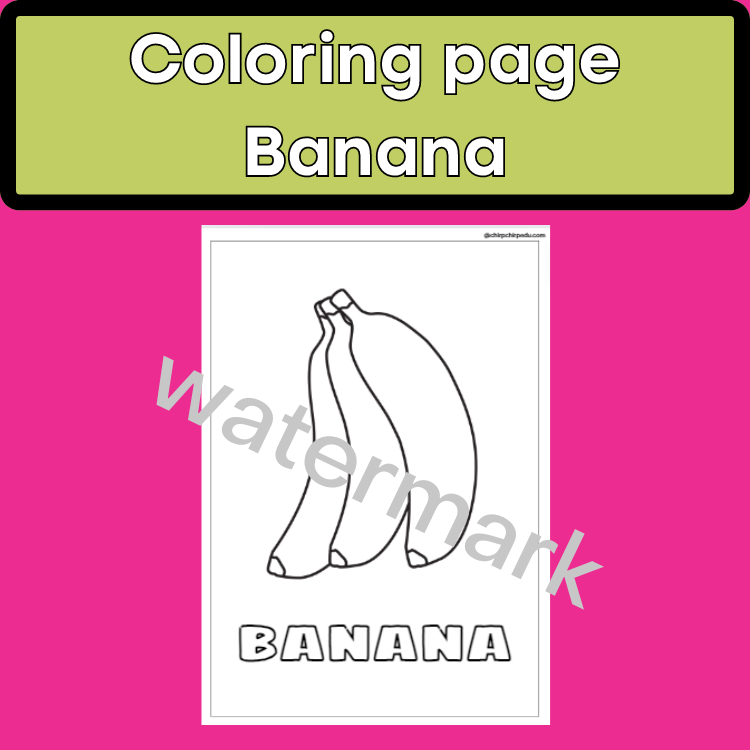 [f1] fruit - banana colouring page | Halaman mewarna pisang | Shopee ...