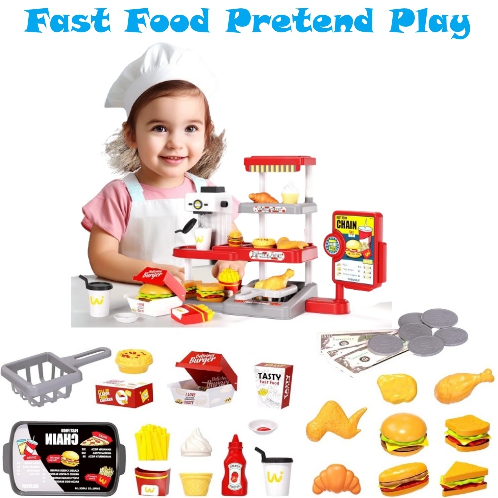Ready Stock 71PCS Kids Kitchen Pretend Play Fast Food Toys BBQ Grill ...