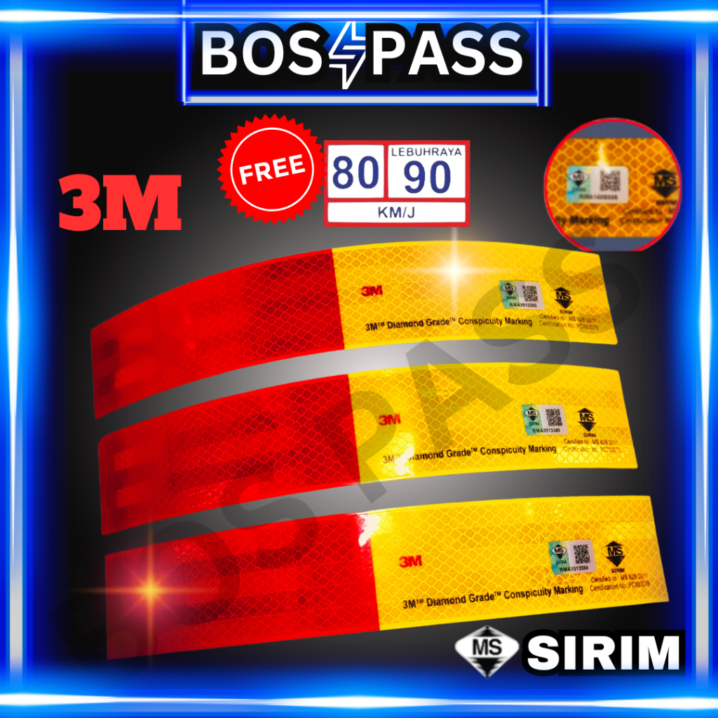 6 PCS Side Marking 3M Reflective Sticker Reflector Sirim / Sticker ...