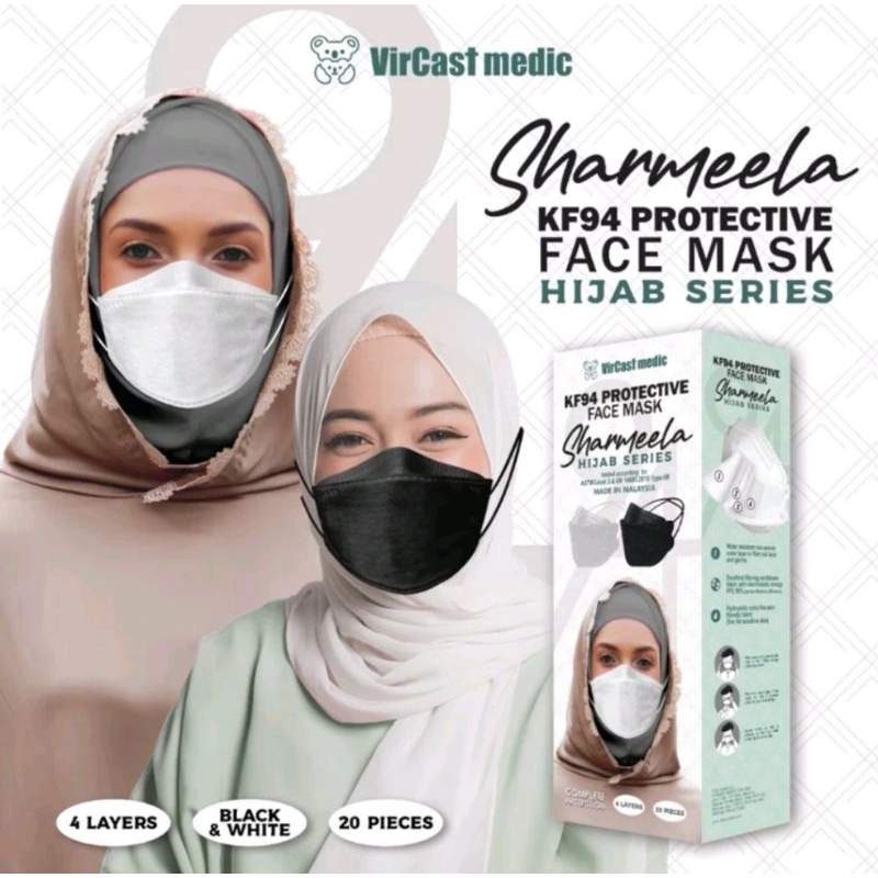 VIRCAST MEDIC Sharmeela Hijab KF94 Protective Face Mask 20's | Shopee ...
