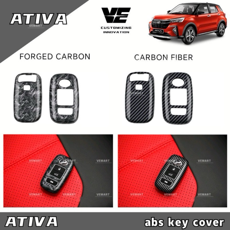 Vemart perodua ativa car abs key cover forged carbon accessories key ...