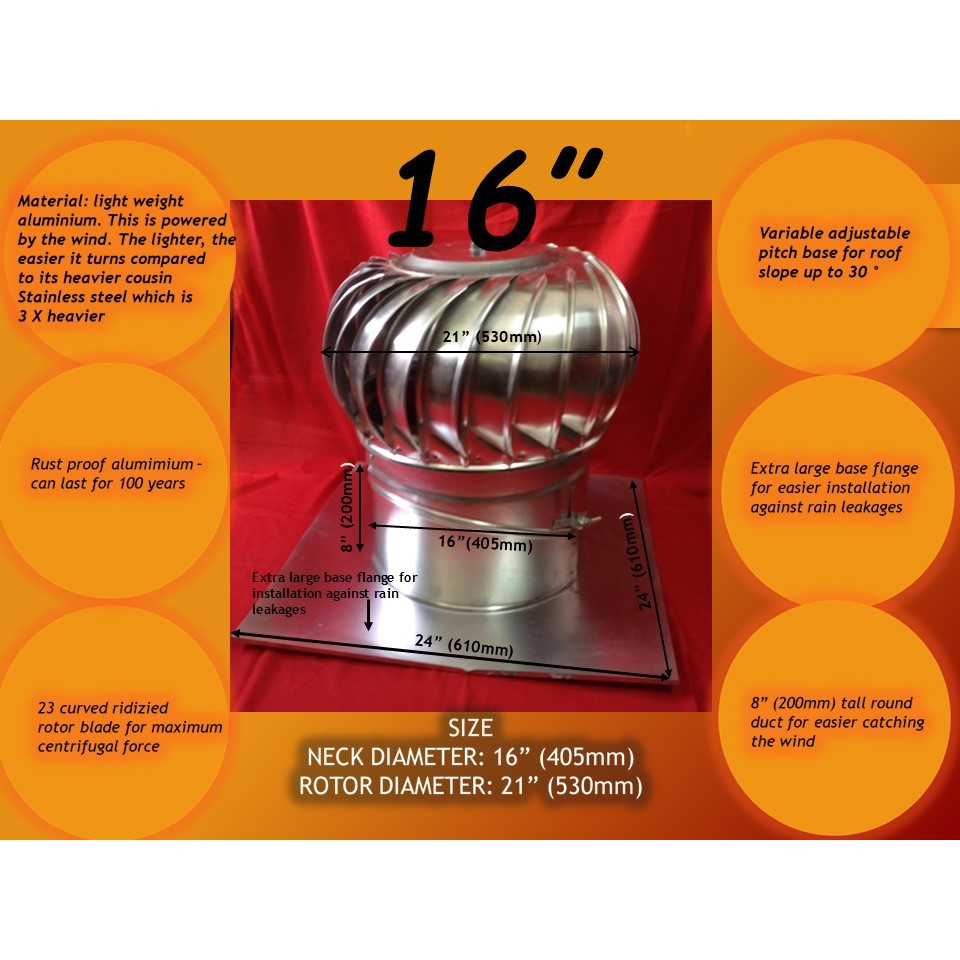 Wind Turbine Roof Ventilator Size 16 Inches | Shopee Malaysia