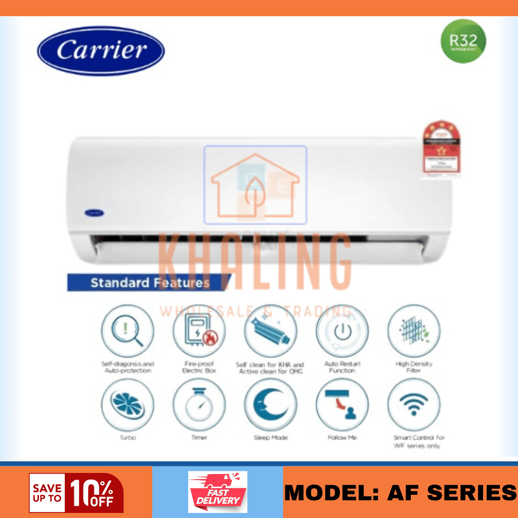 Carrier Inverter 1.0hp-2.0hp R32 High Wall Mounted Air Conditioner -AF ...