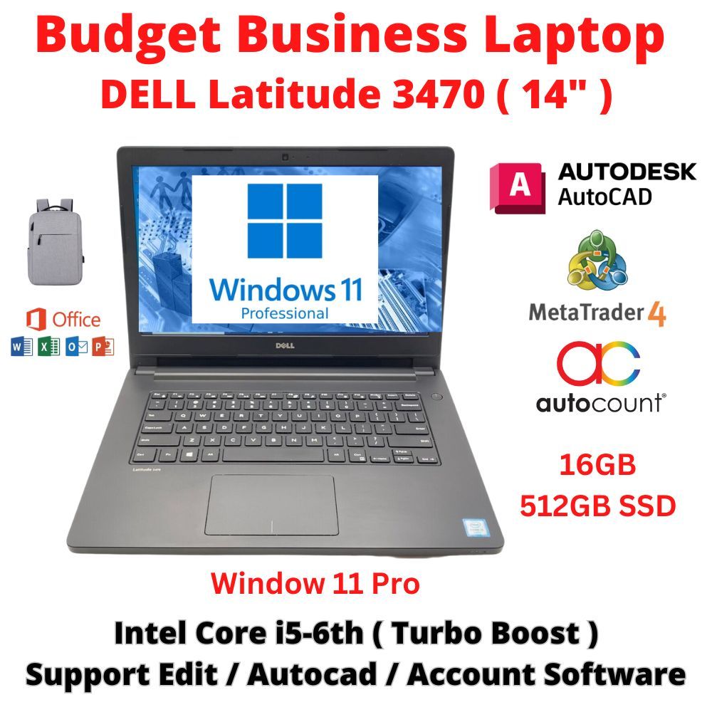 Window 11 Dell Latitude 3470 Core i5-6th 14Inch 16GB Ram 512GB HDMI ...