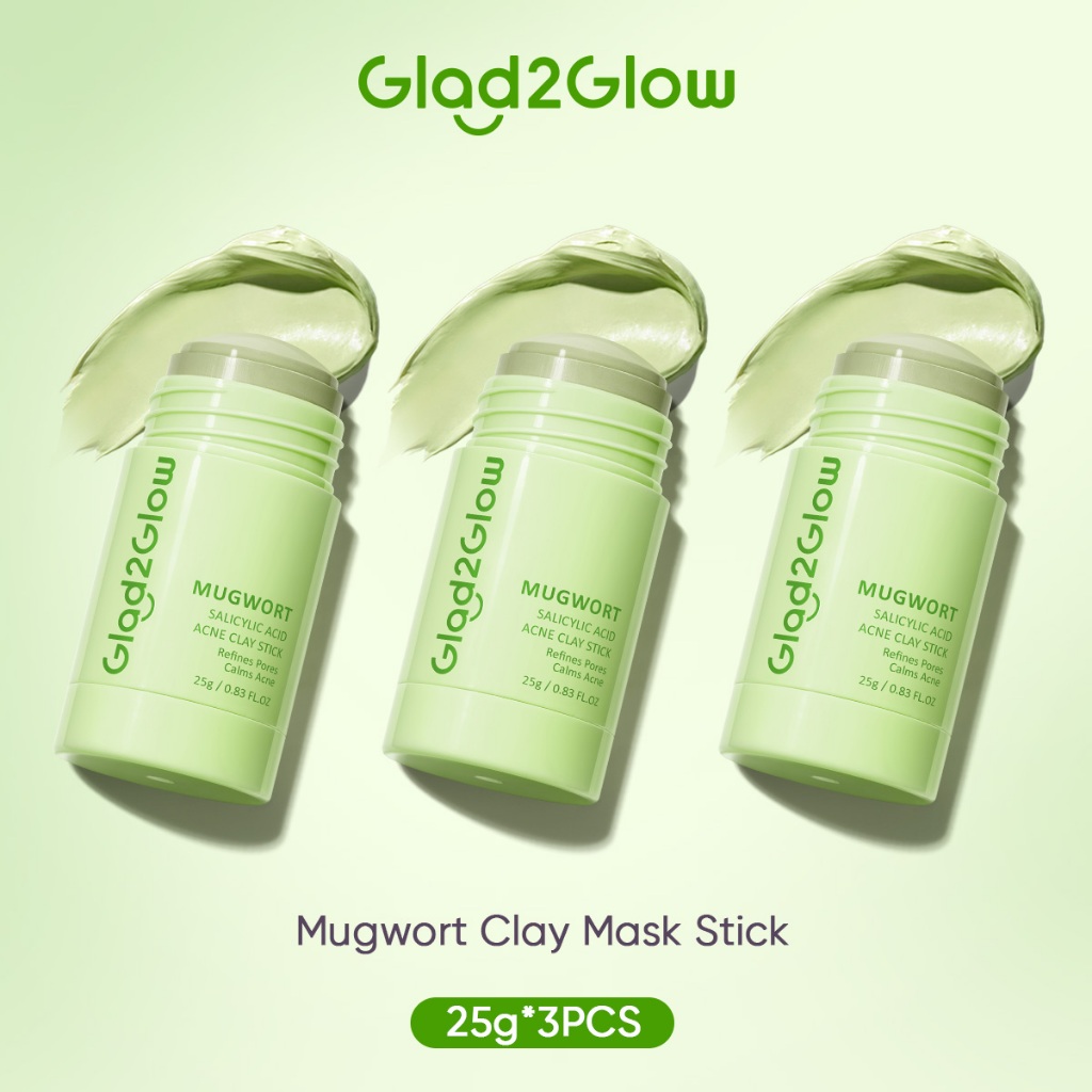 Glad2Glow Real Mugwort Clay Mask Stick Salicylic Acid Anti Pores & Acne Cleansing Masker face ...