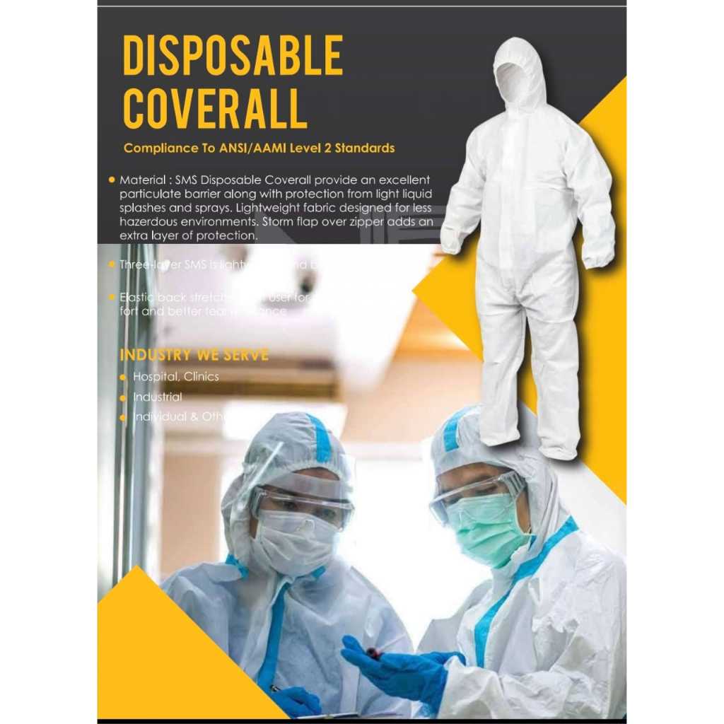 PPE Suit Coverall Jumpsuit Isolation Suit 65gsm PE Coated and SMS ...
