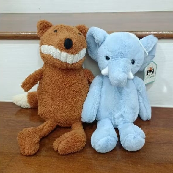 20 CM Jellycat Light blue elephant + toothy fox Stuffed Plush Toys ...