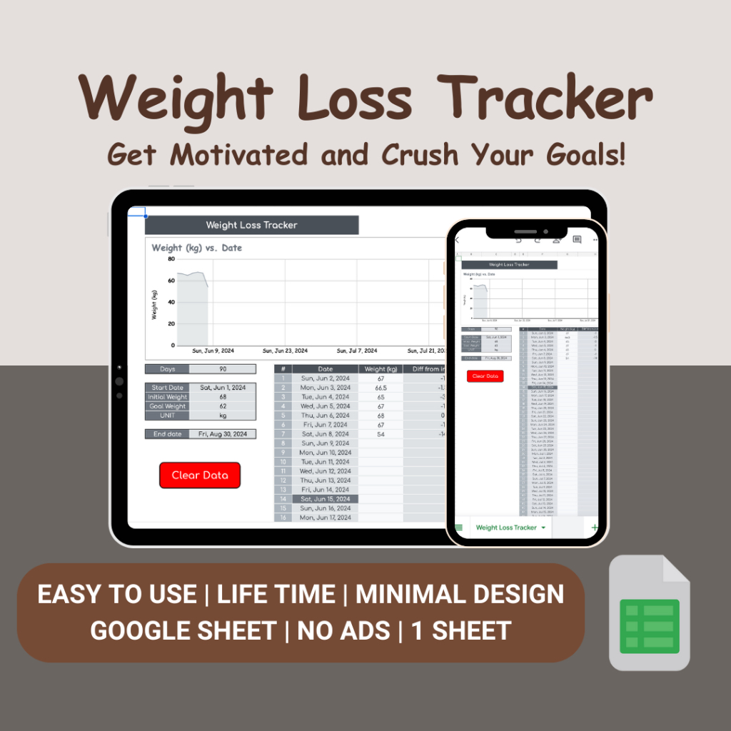 Weight Loss Tracker Smart Tracker With Clear Data Button Calendar ...