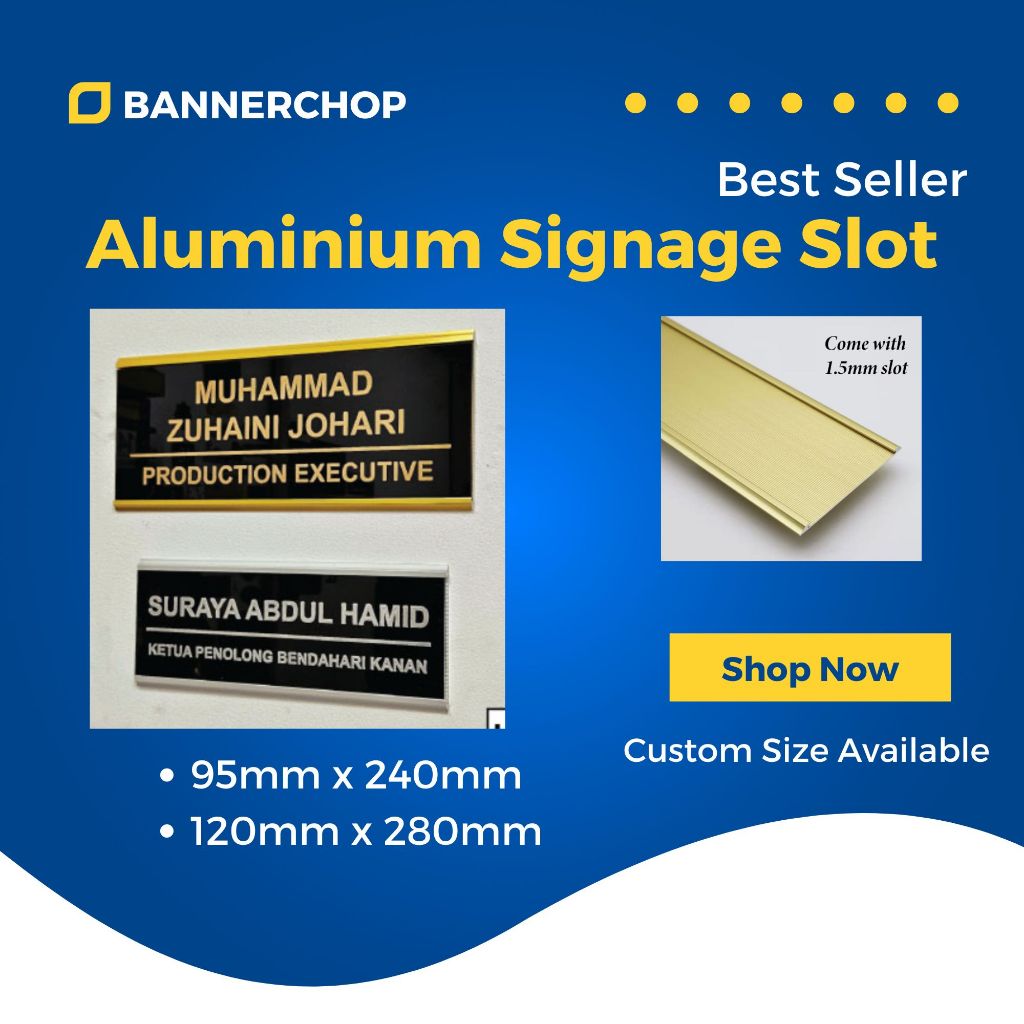 Jawatan Office Sign Name Job Position Title Plate with Gold Aluminium ...