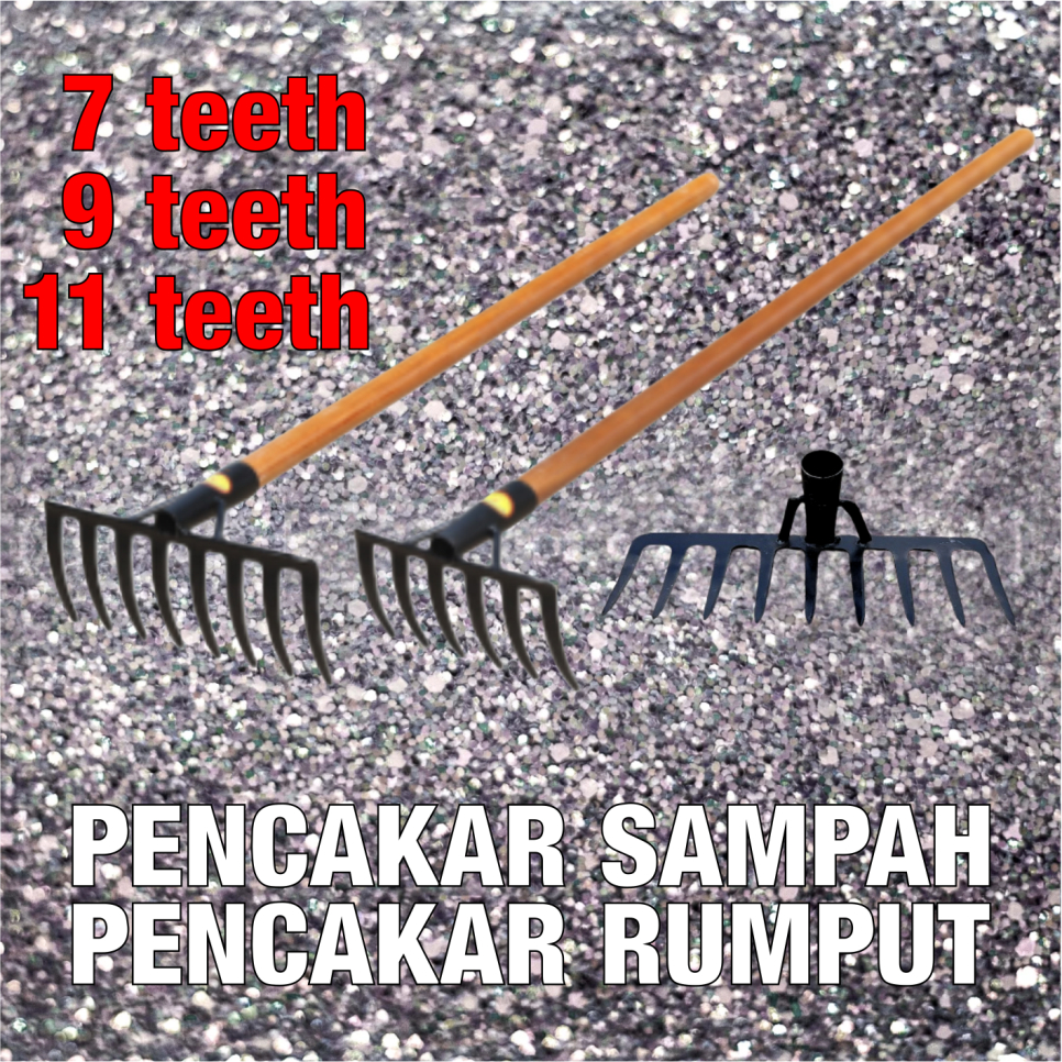 Metal Garden Rake With 7,9,11 Teeth Gardening Tools Cakar Besi Pencakar ...