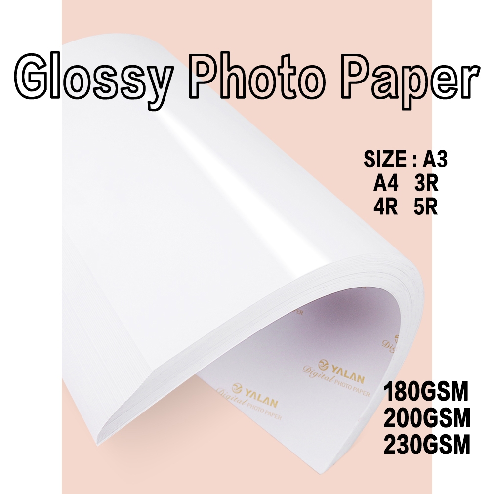 Professional 3R 4R 5R A4 A3 Photo Paper Glossy 180 / 200 / 230gsm ...