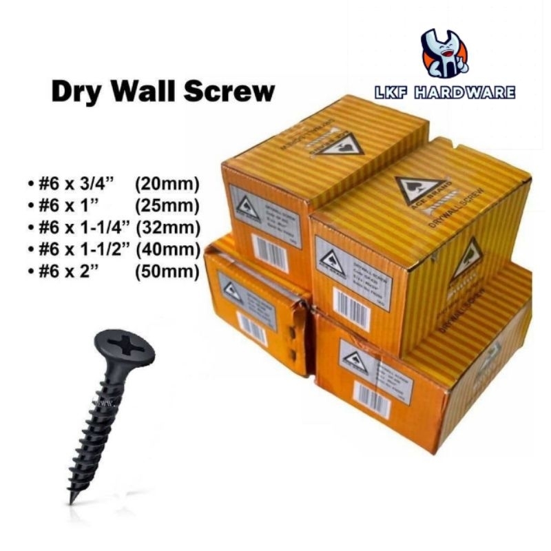 [1 KG ] ACE Brand Black Drywall Screw/ Partition Screw /Skru Kayu ...
