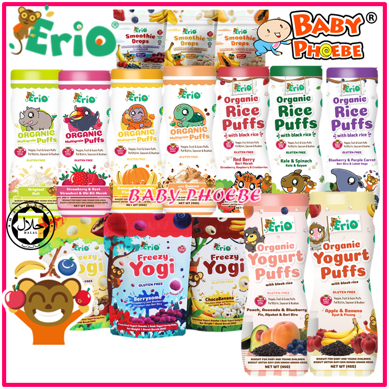 Erio Baby Organic Multigrain Puffs/Little Teeny Fruits Freeze Dried ...