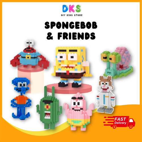 【SPONGEBOB】Mini Building Block Patrick Krabs Plankton Gary Cute Cartoon Toys Nano Sliding Block ...
