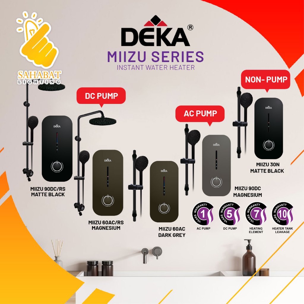 DEKA MIIZU 90DC Booster Pump / 60AC Pump / 30N Non-Pump Rainshower ...