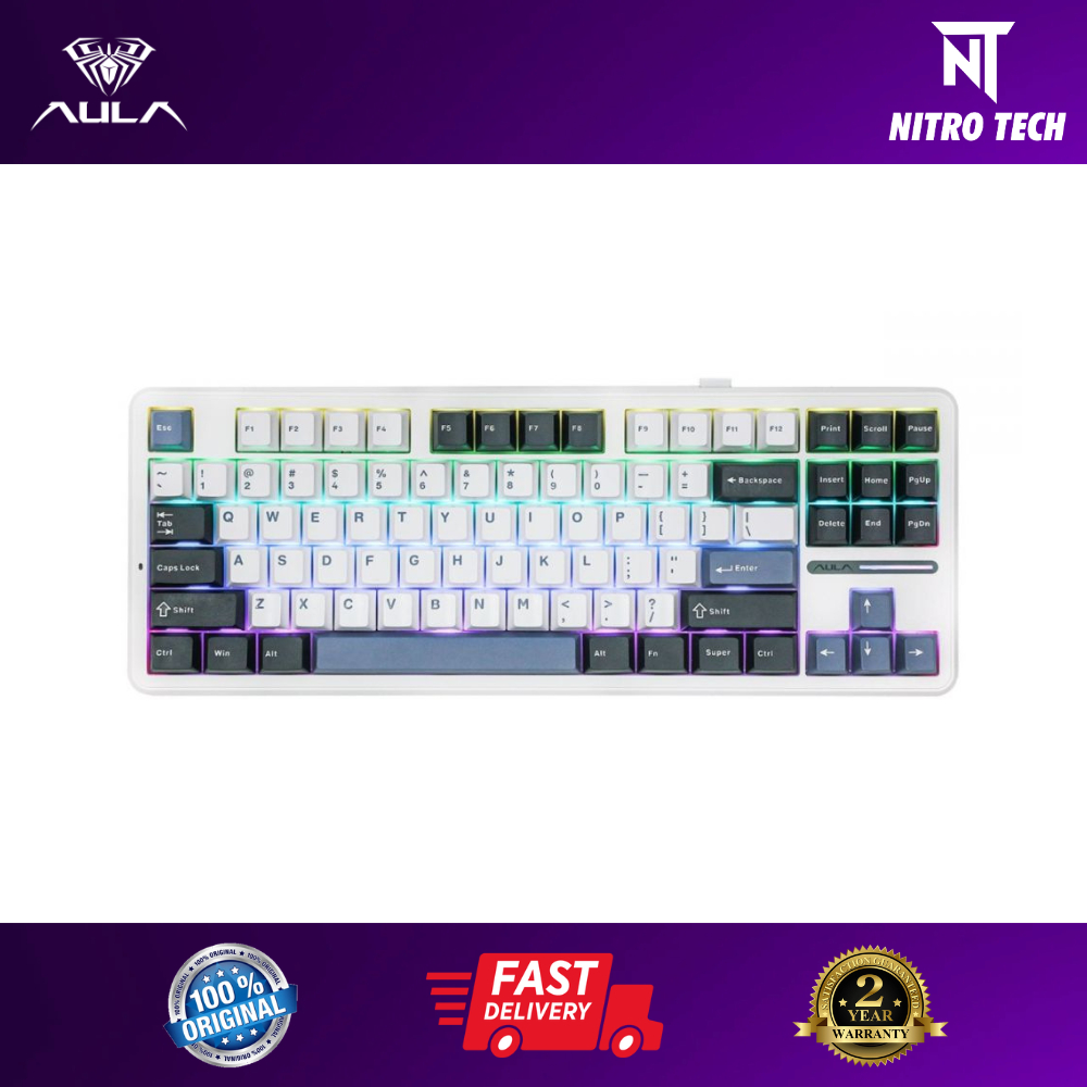 AULA F87 Gasket Mechanical Keyboard 87 Key RGB Tri-Mode Wired Bluetooth ...