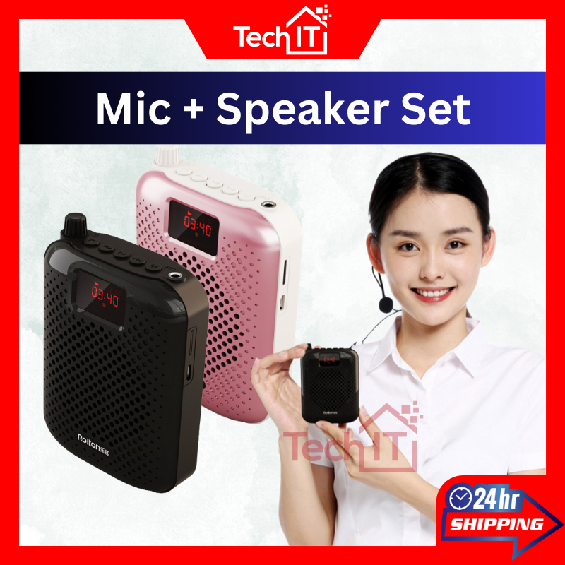 Voice Amplifier Microphone Speaker Mic Wireless Megaphone Portable ...