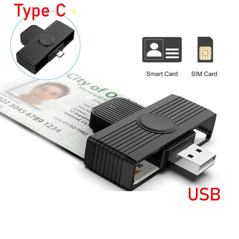 USB / Type c smart Card Reader memory ID Bank EMV electronic DNIE dni ...