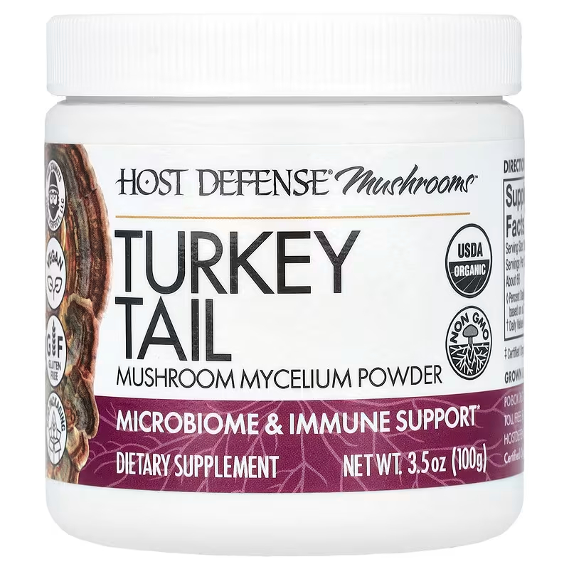 Host Defense, Mushrooms, Turkey Tail, Mushroom Mycelium Powder, 3.5 oz ...