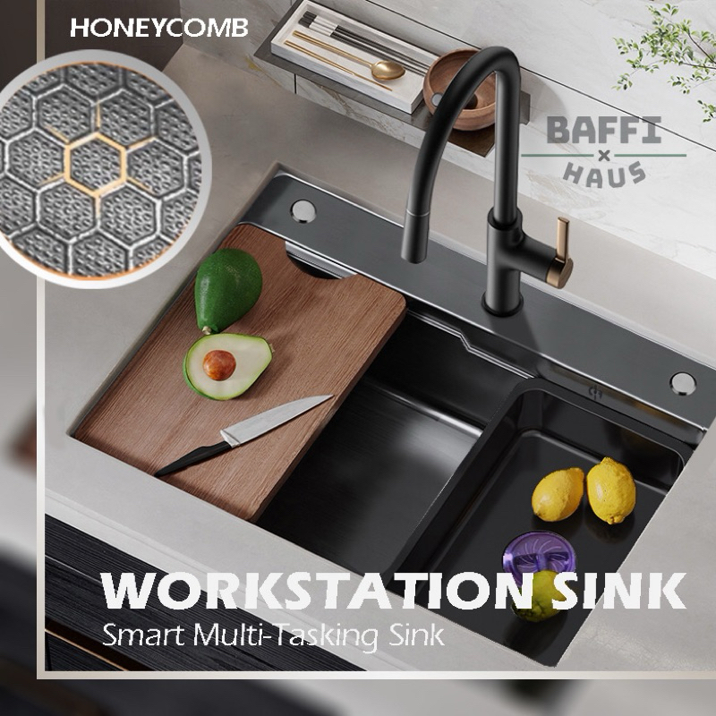 NANO honeycomb Stainless Steel Kitchen Sink Single Bowl Sinki Dapur ...