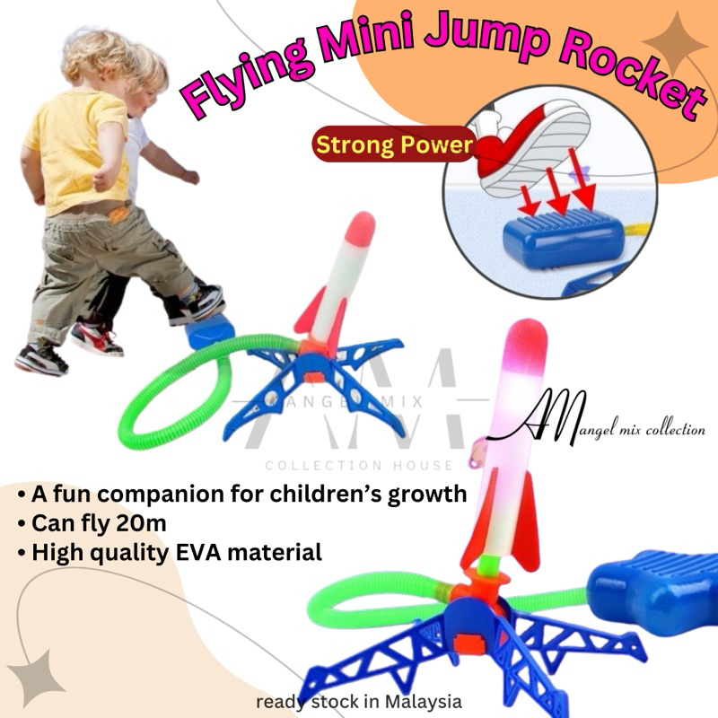 Flying Mini Rocket step jump Launcher Toys Pump Air Outdoor Play Mainan ...