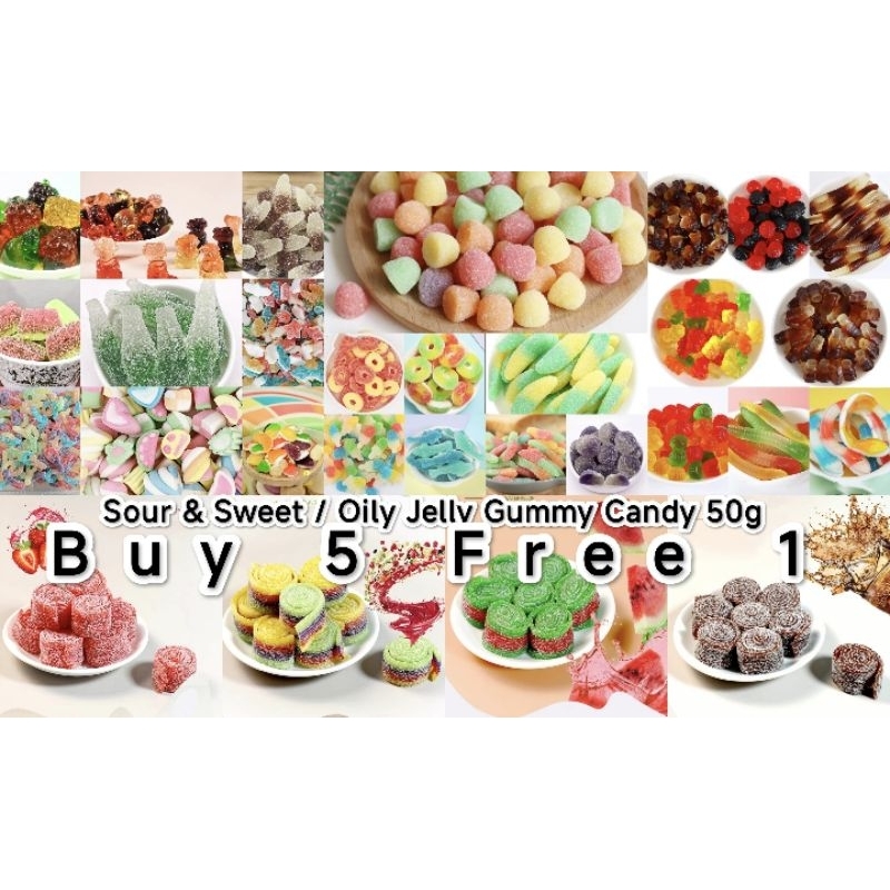 Sour & Sweets Oily Jelly Gummy Candy 50g 🍭🍬 (Ready Stock in Malaysia ...