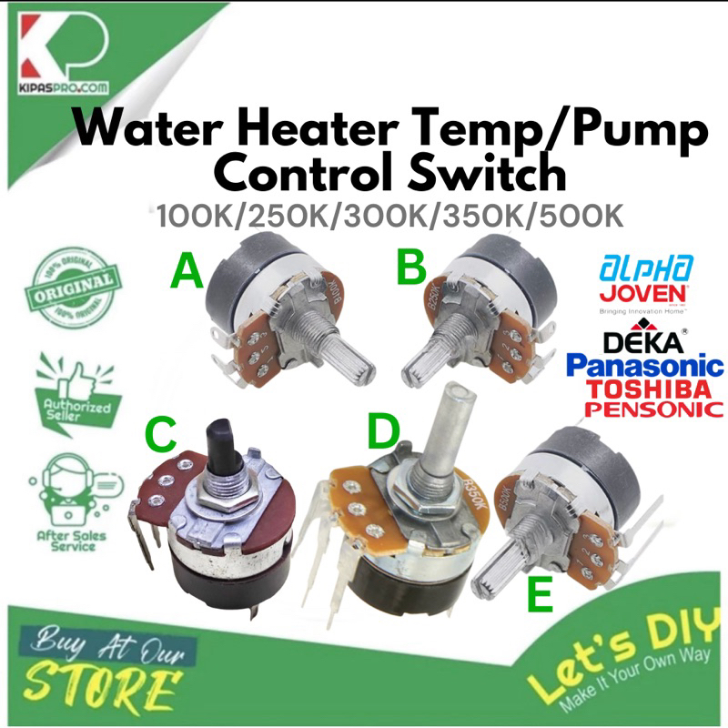 WATER HEATER TEMPERATURE/PUMP CONTROL SWITCH/VARIABLE RESISTOR 100K/250K/300K/350K/500K | Shopee ...