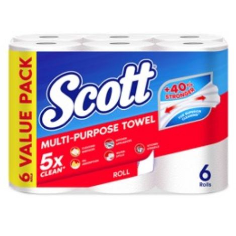 SCOTT MULTI-PURPOSE TOWEL/KITCHEN TOWEL 21281 (1PKT X 6 ROLLS) | Shopee ...