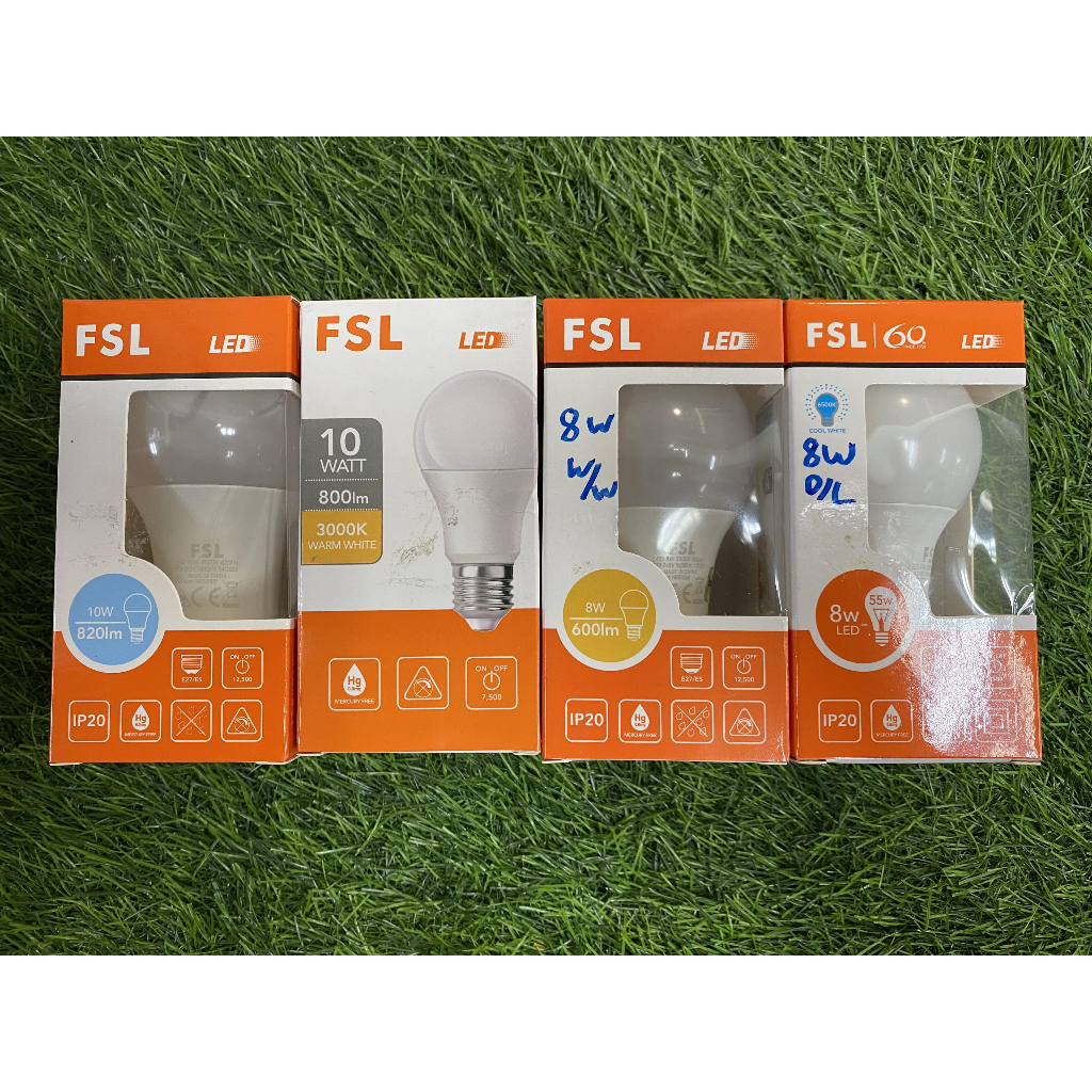 FSL A60 8w to 10w Energy Saving LED E27 bulb (3000k/4000k/6500k) | Shopee Malaysia