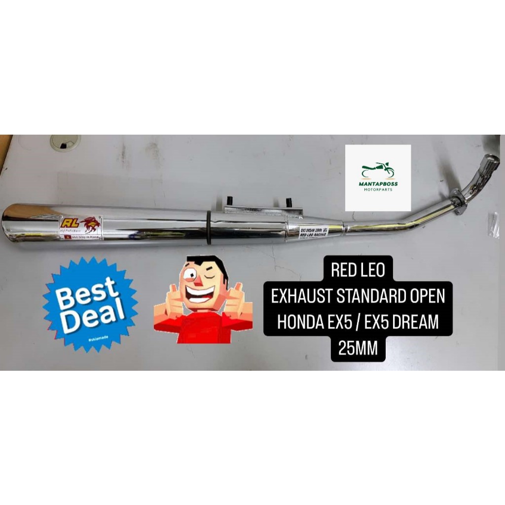 RED LEO EXHAUST STANDARD OPEN 25MM HONDA EX5 / EX5 DREAM BIG BORE ...