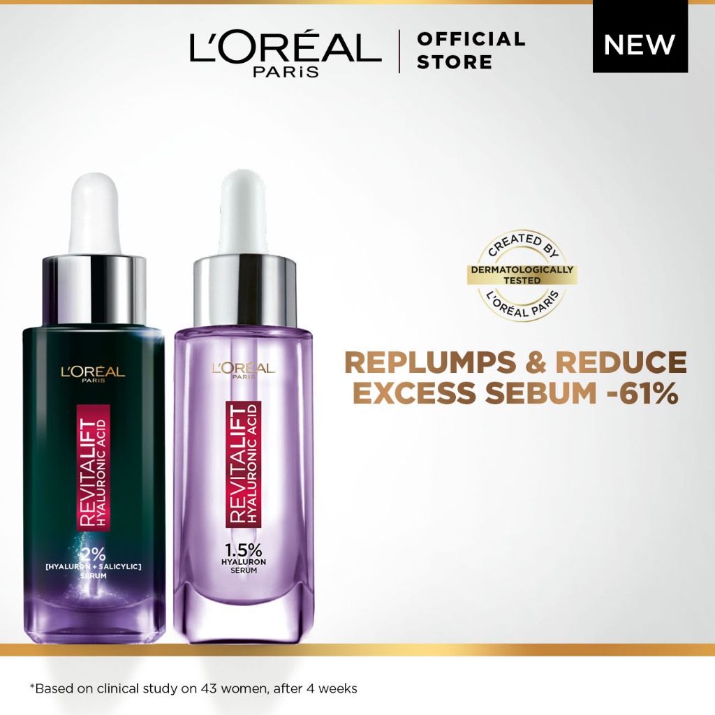 L’Oréal Paris Revitalift Hyaluronic Acid Oil Control Night Serum & 1.5% Hyaluronic Acid Serum ...