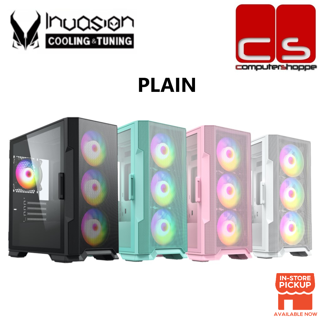 Invasion Plain M-ATX Case with ARGB Fan - Black/White/Green/Pink ...