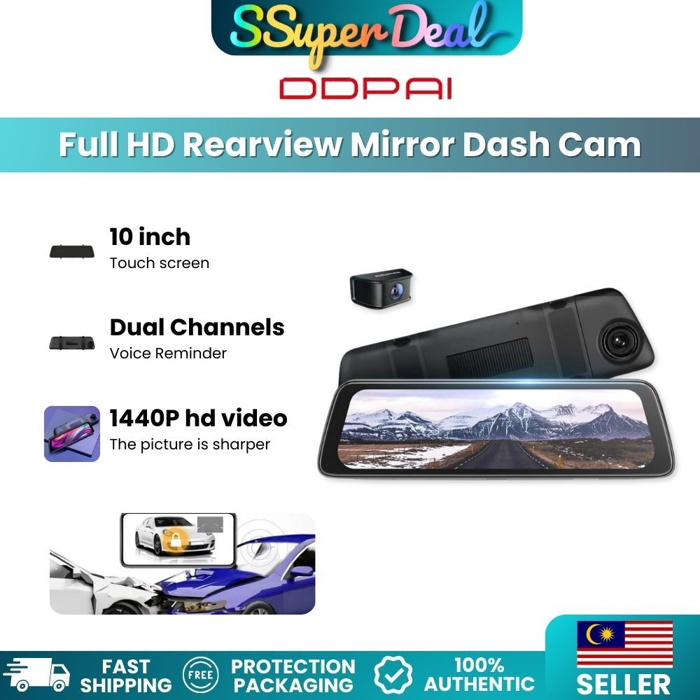 DDPAI Dashcam Mola E3 1440P Full HD Rearview Mirror Dash Cam DVR Car ...