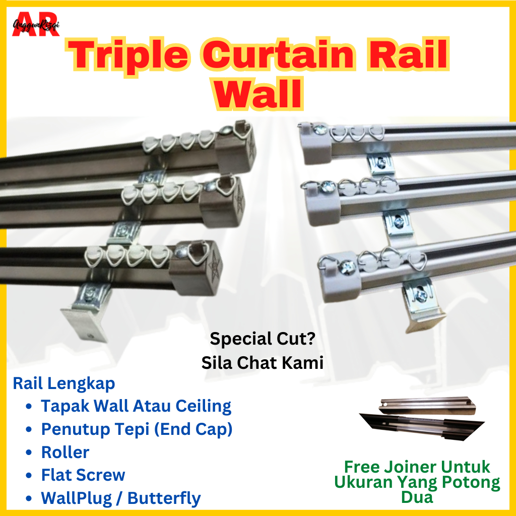 Triple Curtain Rail-Rail Langsir Doso-Rail Langsir | Shopee Malaysia