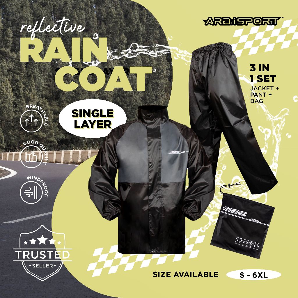 [READY STOCK] AraiSport Single Layer Motor Baju Hujan 3 IN 1 ...