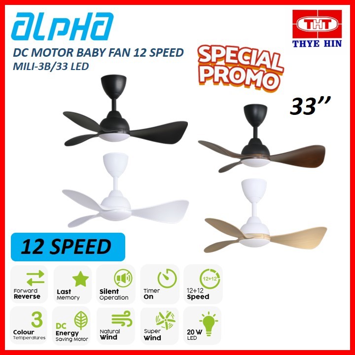 ALPHA 33'' LED CEILING FAN MILI-3B/33 LED BLACK WHITE WALNUT MAPLE ...