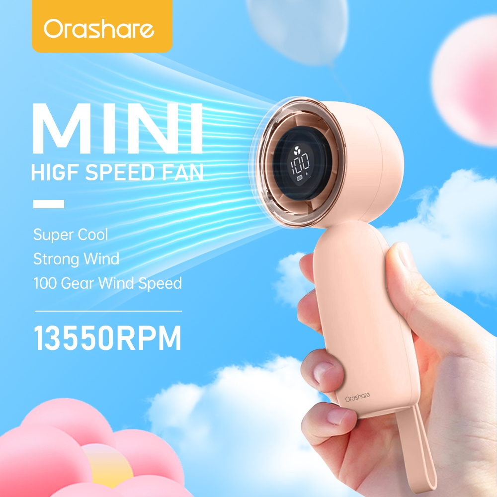 Orashare HF05 Kipas Mini 3000mAh Protable Handheld Fan Rechargeable 100 ...