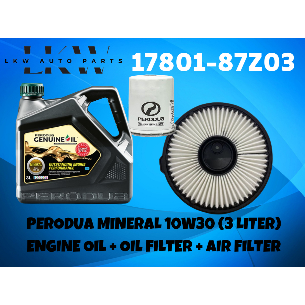 Perodua Mineral Oil 10w30 3L + Perodua Oil Filter + Air Filter (Perodua ...