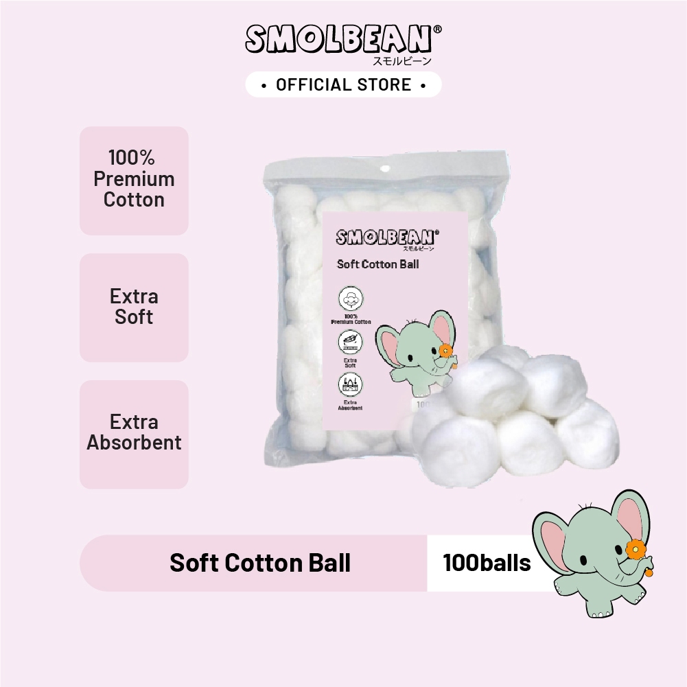SMOLBEAN Soft Cotton Ball 100pcs | Kapas Bulat | Cotton Puff | Shopee ...